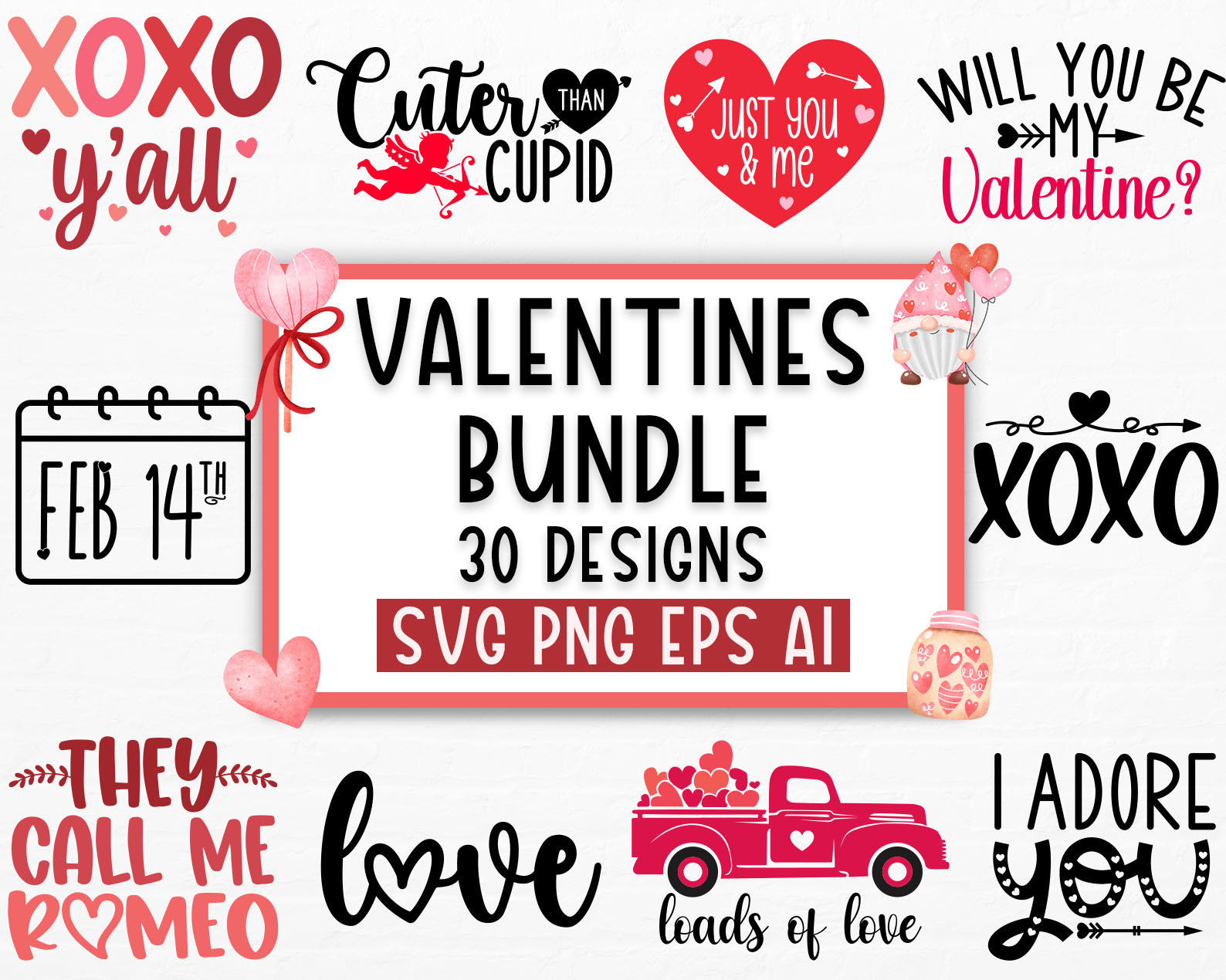 Valentines Svg Bundle Valentines Day Svg Happy Valentine - Etsy