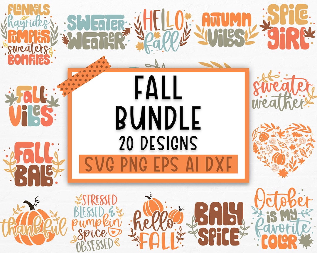 Retro Fall SVG Bundle, Autumn Svg, Thanksgiving Svg, Fall Svg Designs ...