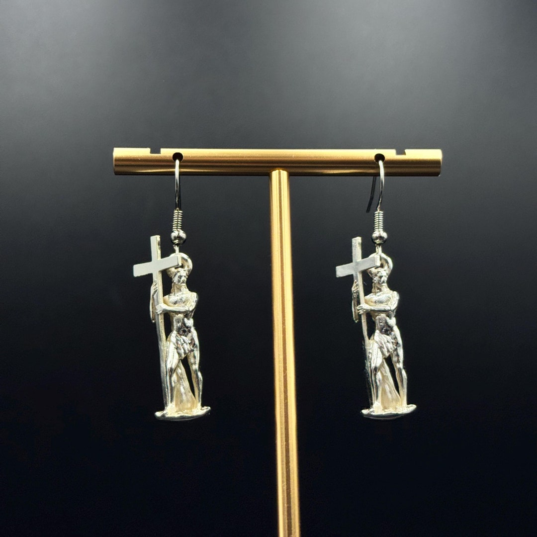 Silver Toned Cross Earrings, Tiny Cross Earrings, Risen Christ Cross ...