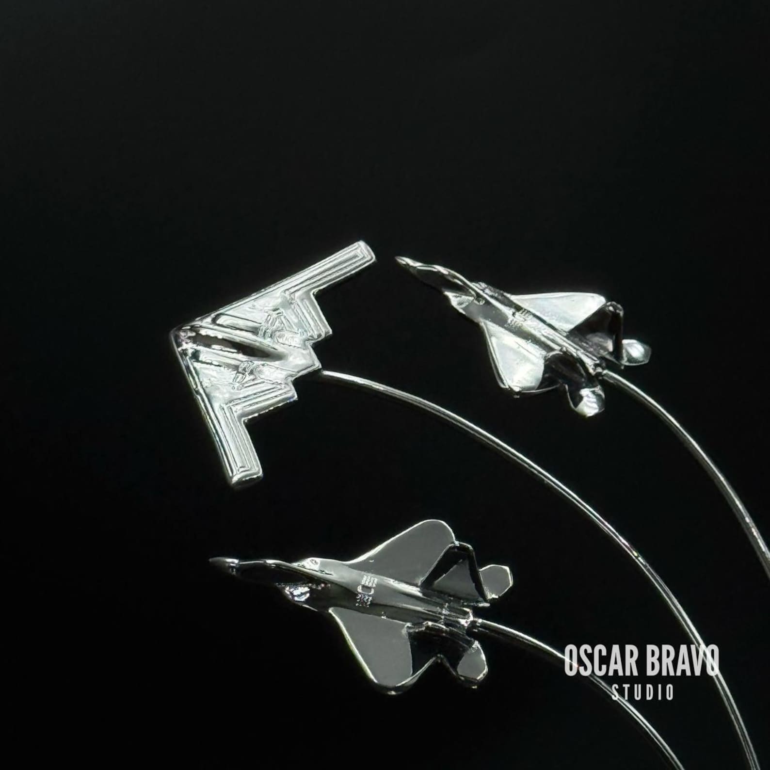 Custom Chrome Diecast Fighter Jet Formation: Personalized Aviation ...