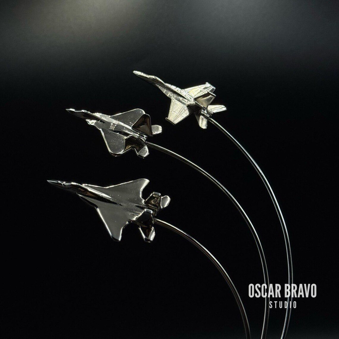 Custom Chrome Diecast Fighter Jet Formation: Personalized Aviation ...