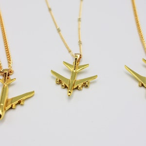 Gold Toned Airplane Pendant Necklace, Airbus, Boeing, A320, 777, A380 ...