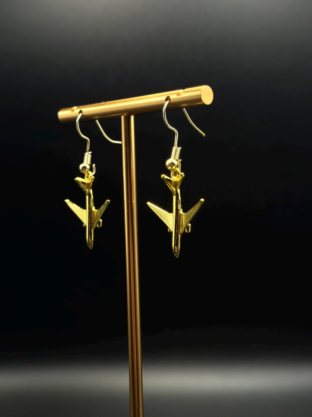 Gold Tone Airplane Earrings: Aviation Jewelry Gift - Etsy