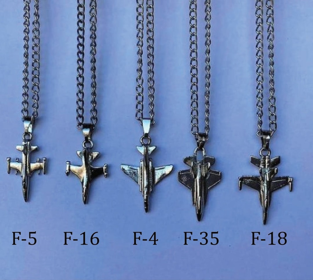 Fighter Jet Necklace: Silver Toned Pilot Gift, Military Jewelry - Etsy