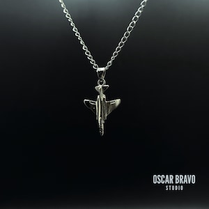 Fighter Jet Necklace: Silver Toned Pilot Gift, Military Jewelry - Etsy
