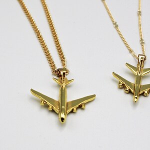 Gold Toned Airplane Pendant Necklace, Airbus, Boeing, A320, 777, A380 ...
