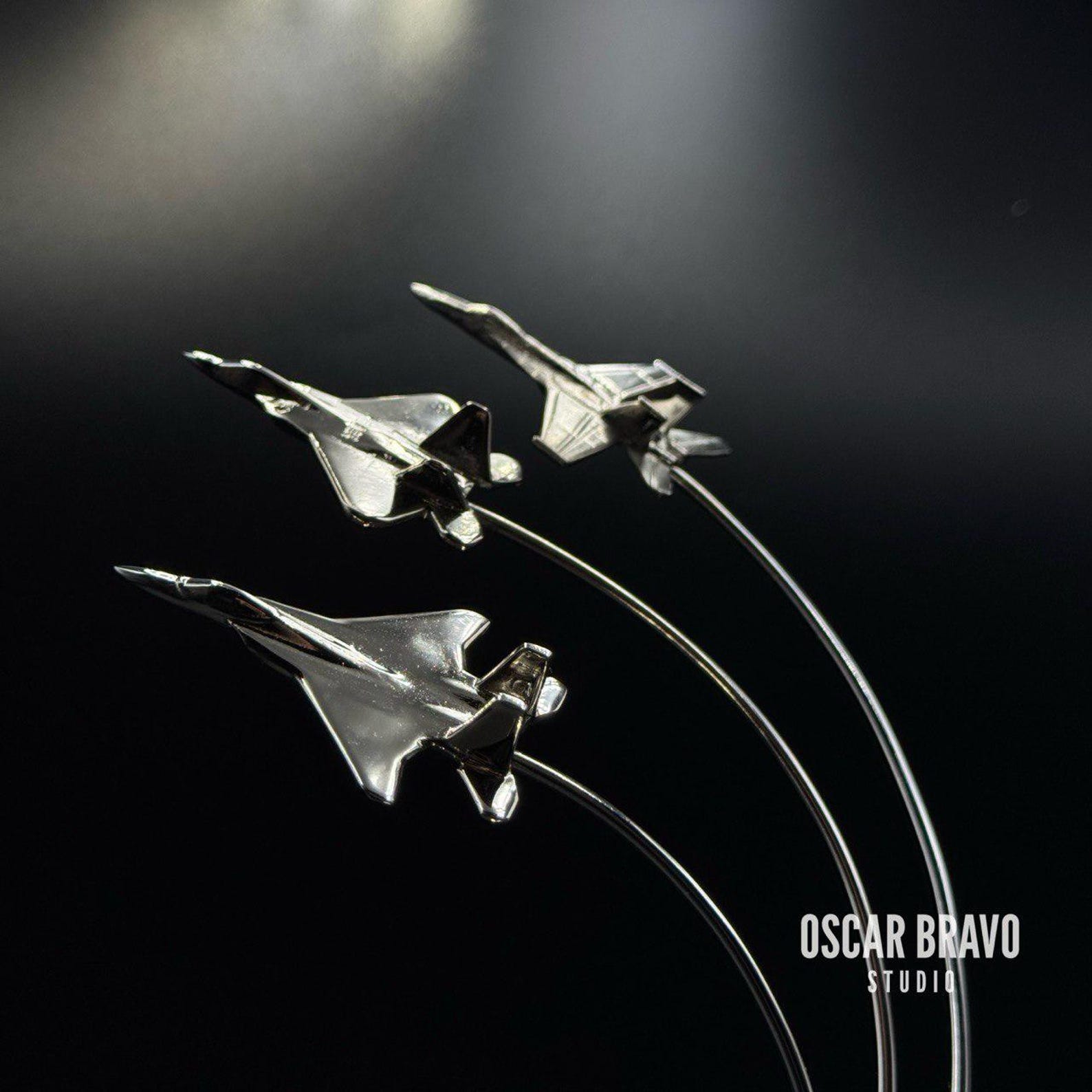 Custom Chrome Diecast Fighter Jet Formation: Personalized Aviation ...