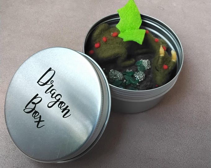Sleeping Little Dragon in a Tin, "dragon Box", Felted, Handmade, Gift ...