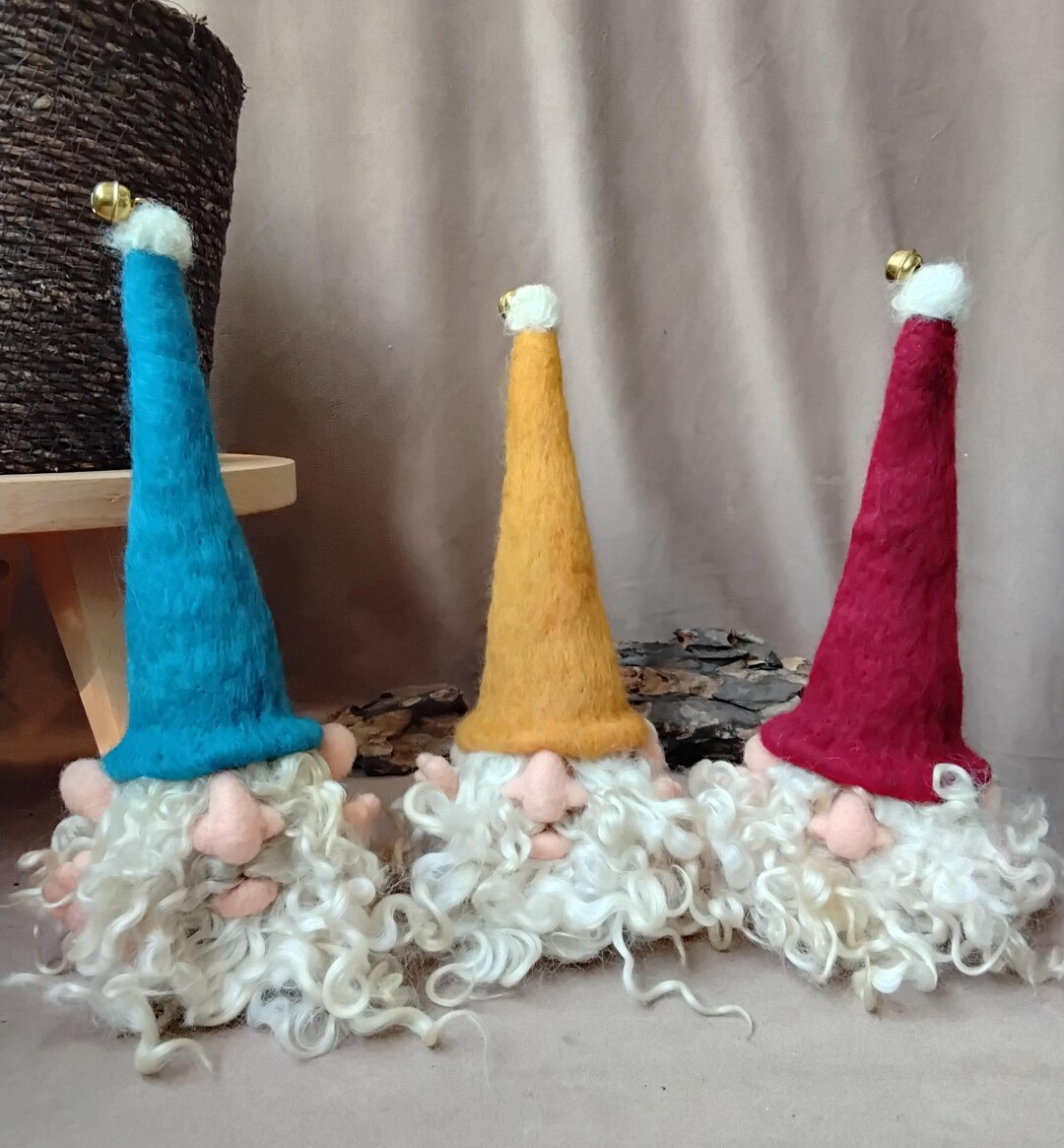 Christmas Gnome, Three Colours, Edge Sitter, Felted, Handmade ...