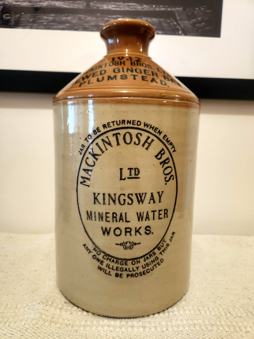 Vintage 1932 Mackintosh Bros. Ginger Beer Jug/flagon - Etsy