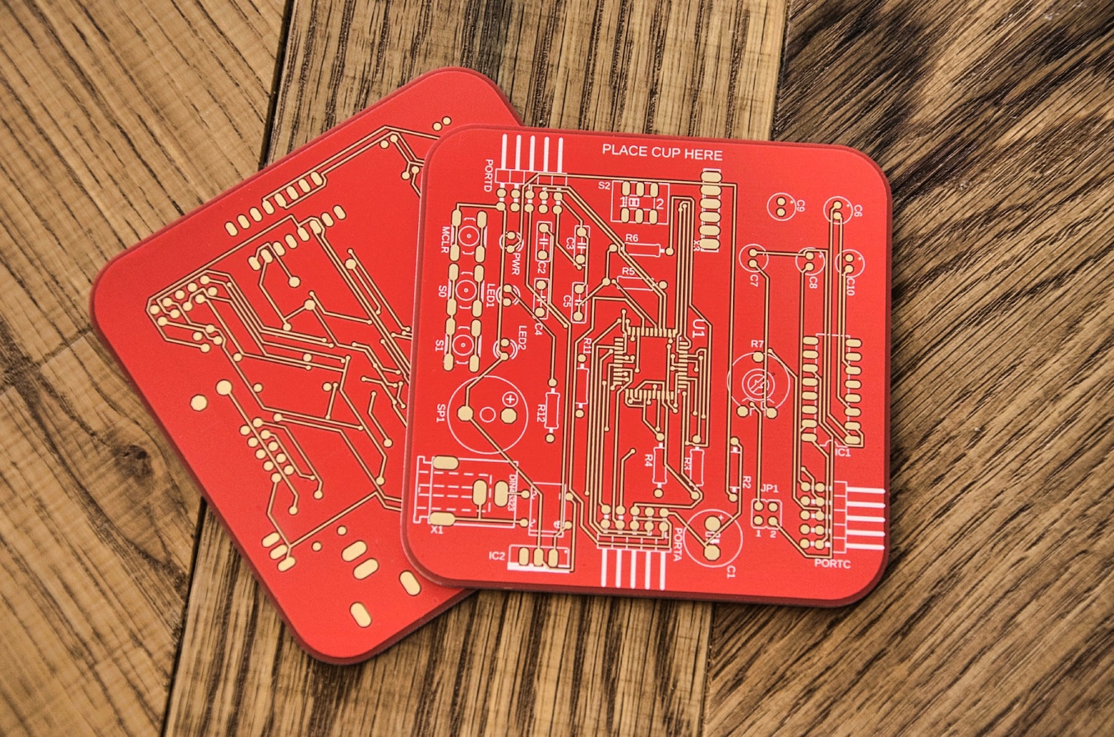 The Original: Set of 2 Coasters in Pcb-design With Gold Contacts for ...