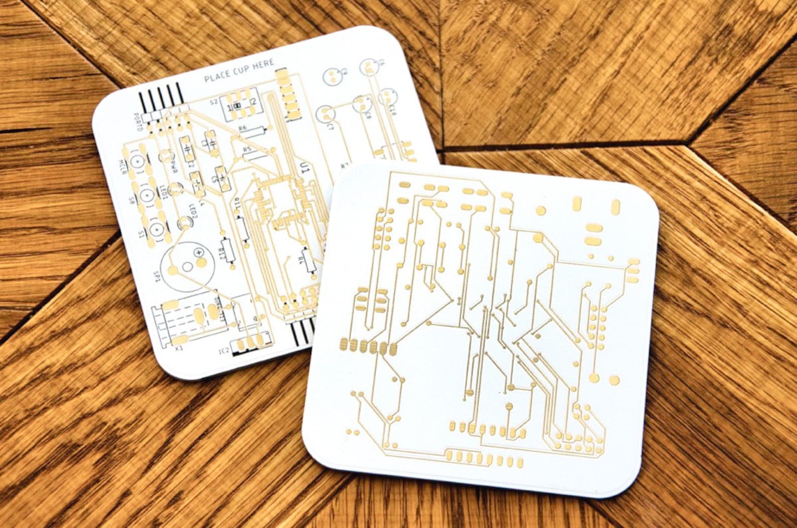 The Original: Set of 2 Coasters in Pcb-design With Gold Contacts for ...