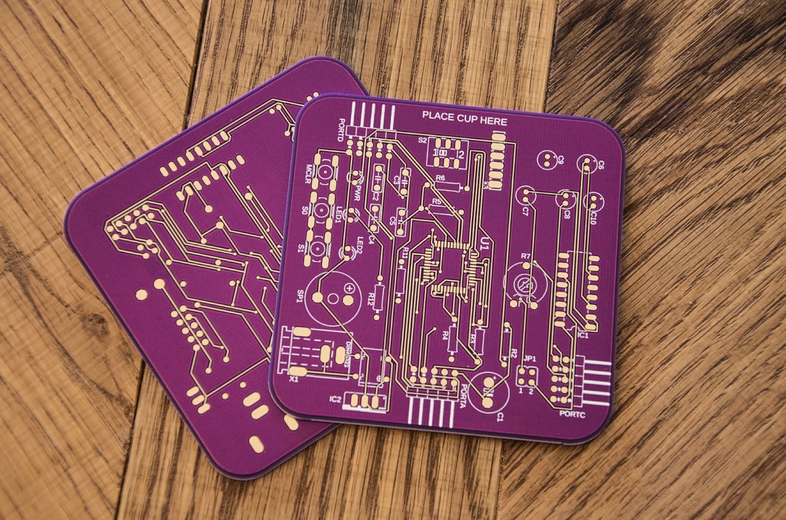 The Original: Set of 2 Coasters in Pcb-design With Gold Contacts for ...