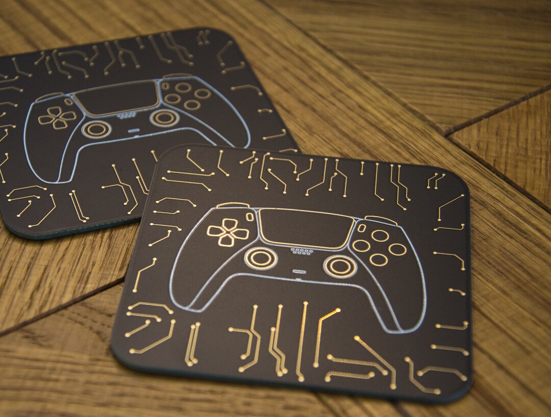 Gaming Coasters Set Playstation for Glasses Black/golden Game - Etsy