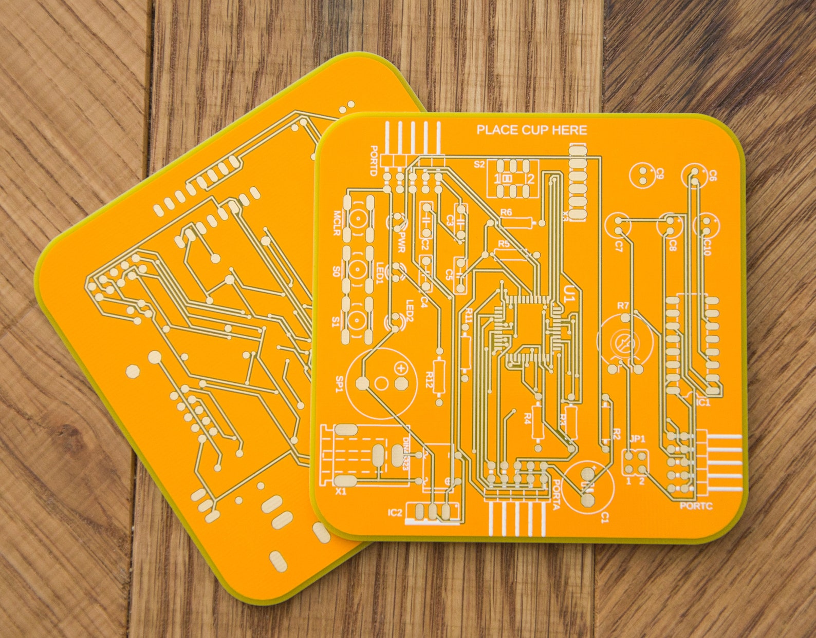 The Original: Set of 2 Coasters in Pcb-design With Gold Contacts for ...