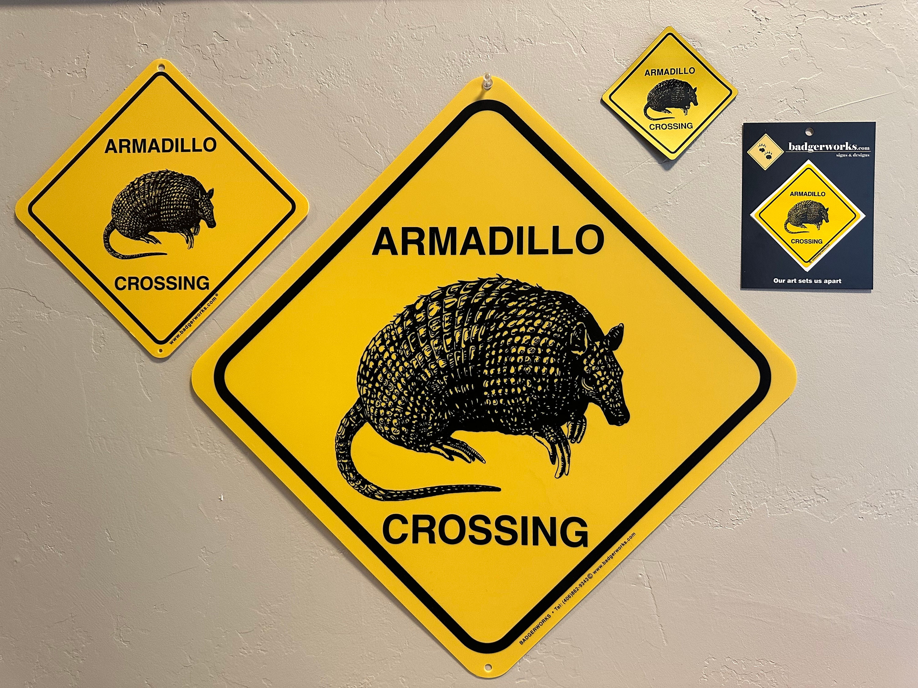 ARMADILLO CROSSING Sign (large 15 X 15) by Badgerworkssigns - Etsy