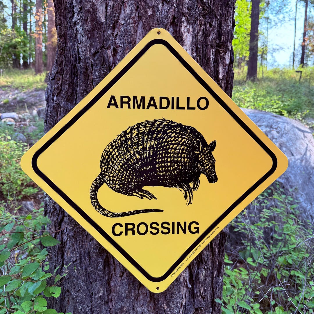 ARMADILLO CROSSING Sign (large 15 X 15) by Badgerworkssigns - Etsy