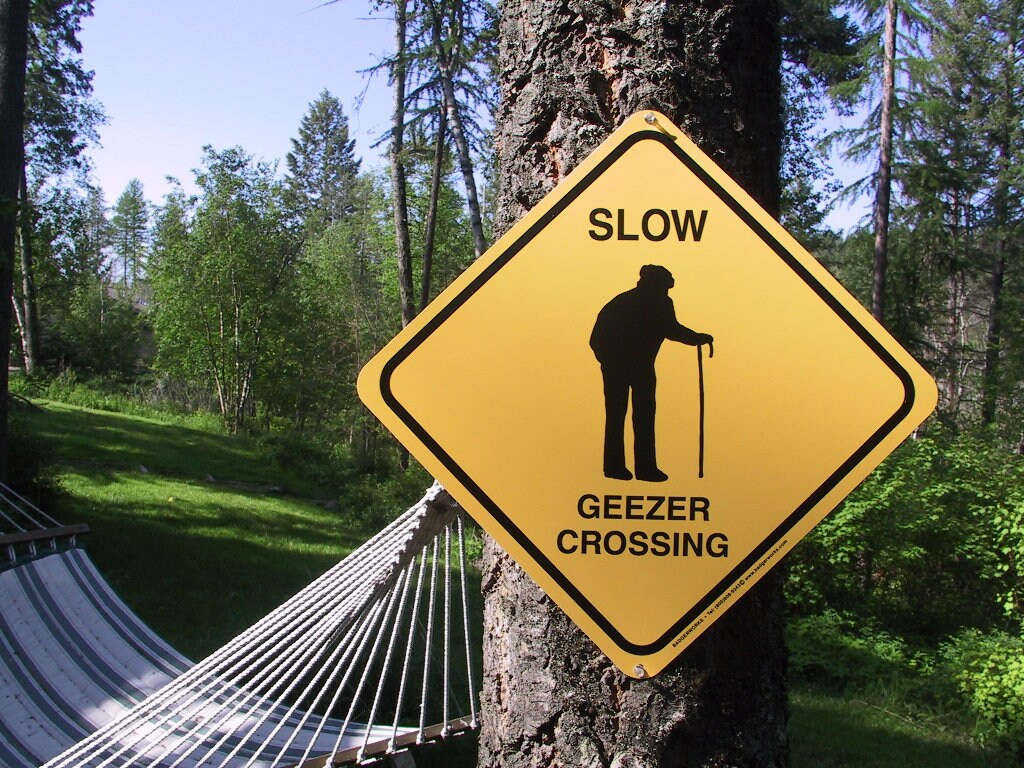 SLOW GEEZER CROSSING Sign (large 15 X 15) by Badgerworkssigns - Etsy
