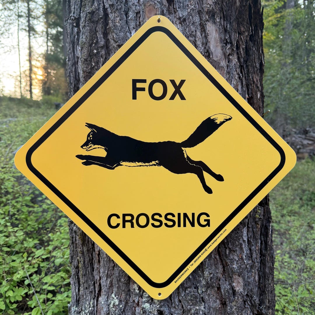 FOX CROSSING Sign (large 15 X 15) Badgerworkssigns - Etsy