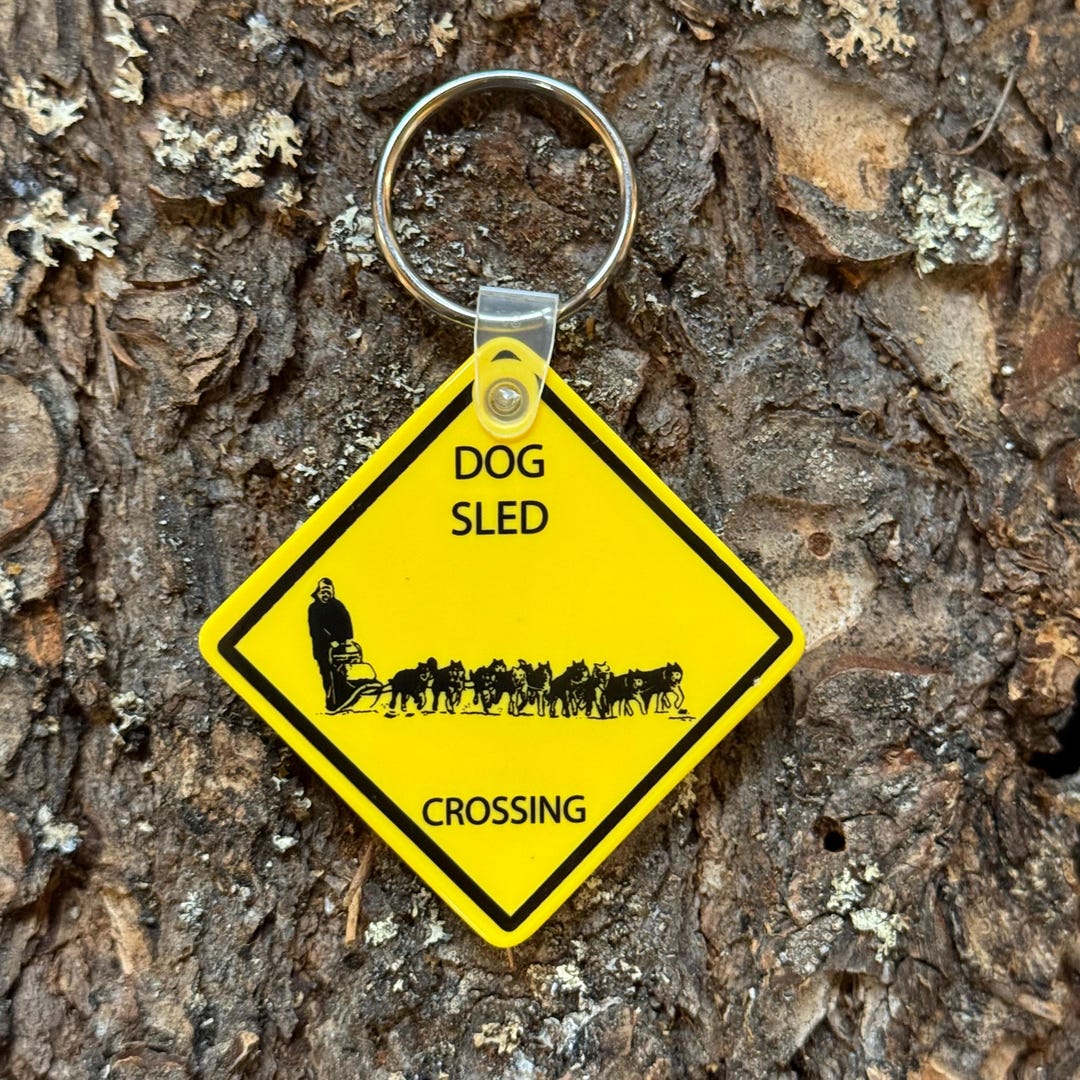 DOG SLED CROSSING Keychain by Badgerworkssigns - Etsy