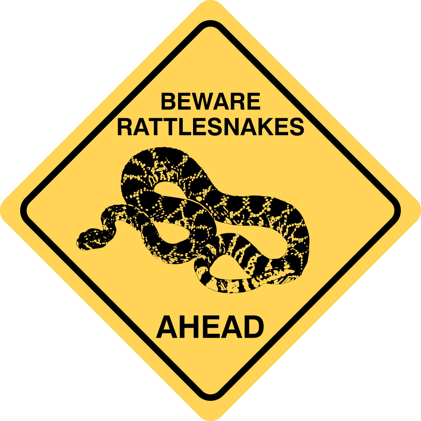 BEWARE RATTLESNAKES AHEAD Sign - (large) - Badgerworks Signs & Designs ...