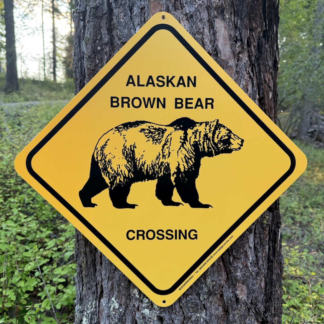 ALASKAN BROWN BEAR Crossing Sign (large 15 X 15) by Badgerworkssigns - Etsy