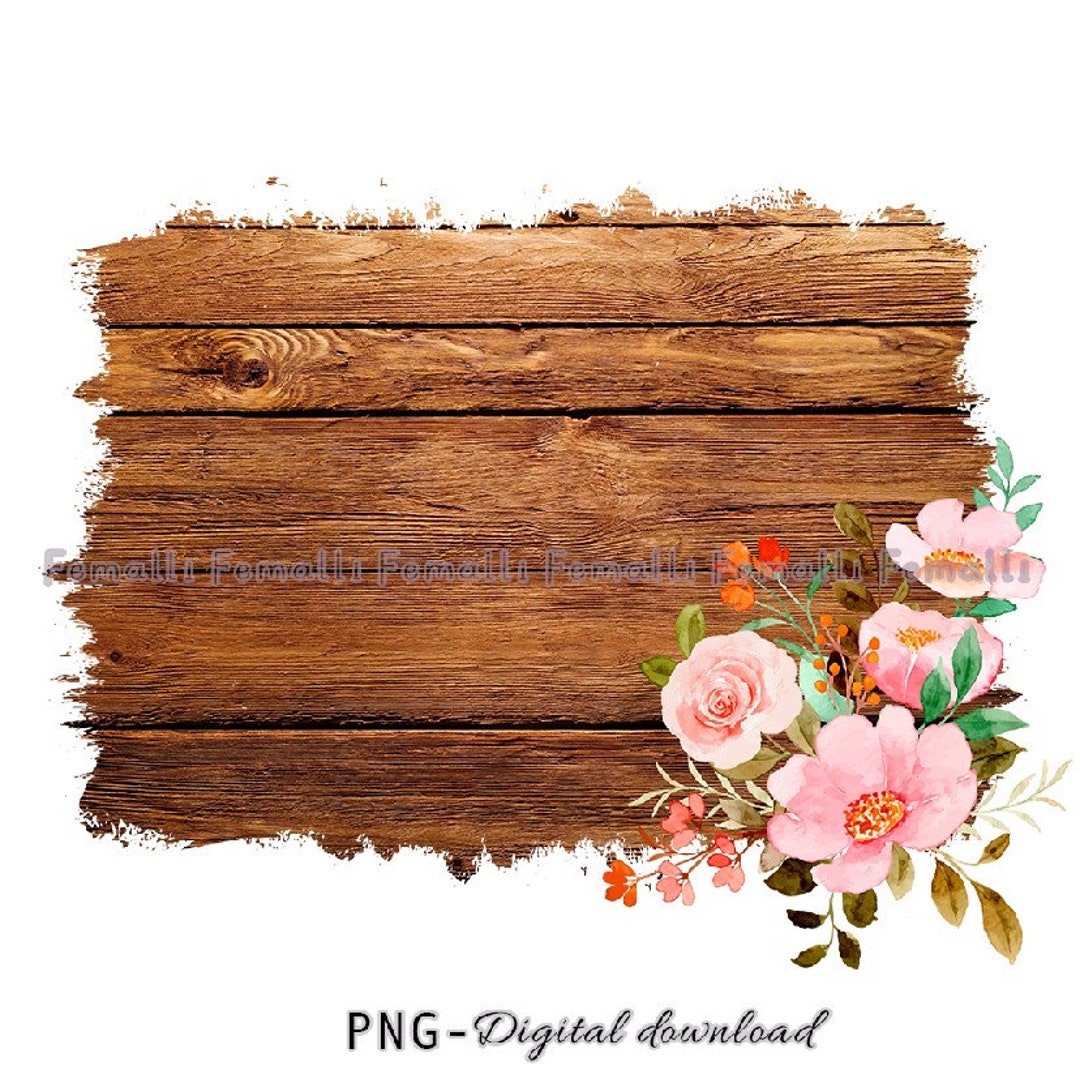 Flower Wood Background Png Bundle,rustic Wood Digital,commercial Use ...