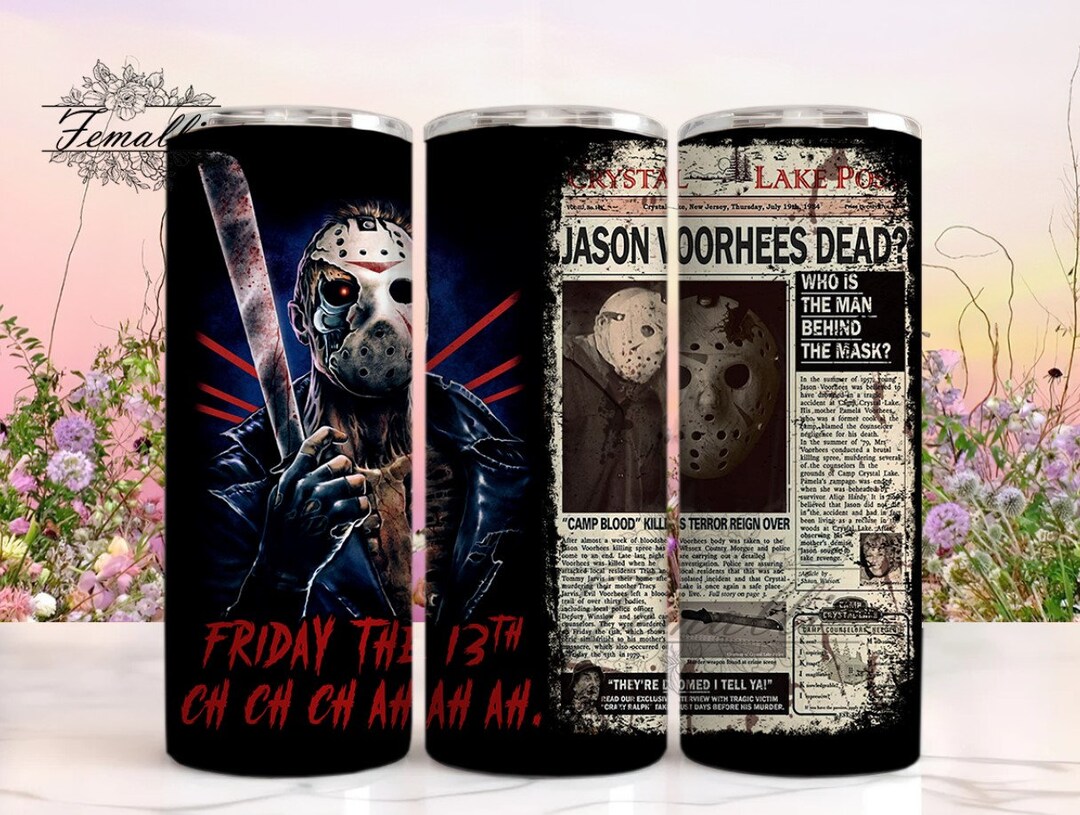 Jason Voorhees Newspaper Tumbler Wrap Png Serial Killers - Etsy