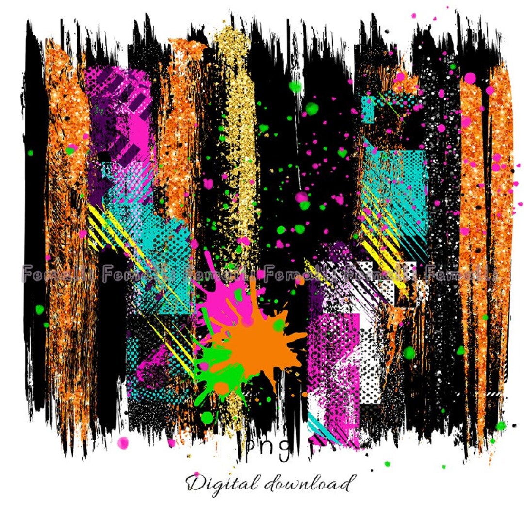 Neon Splatter Brush Stroke Background Png,neon Paint Splat Frame File ...
