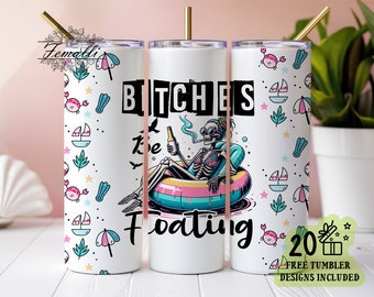 Bitches Be Floatin PNG, Woman Skeleton Pool Floaty Sublimation Design ...