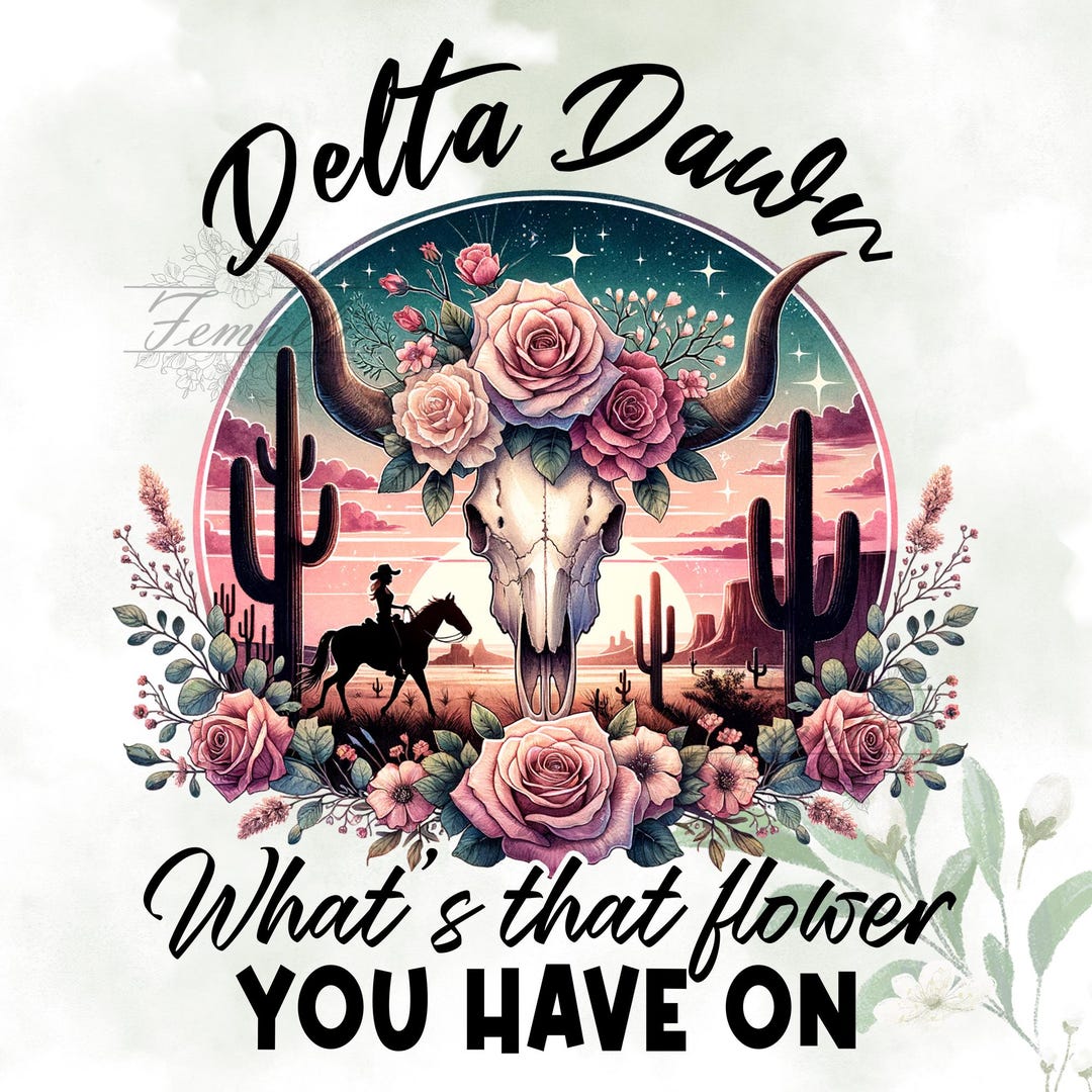 Delta Dawn PNG, Sublimation PNG, What's That Flower You Have on Design ...