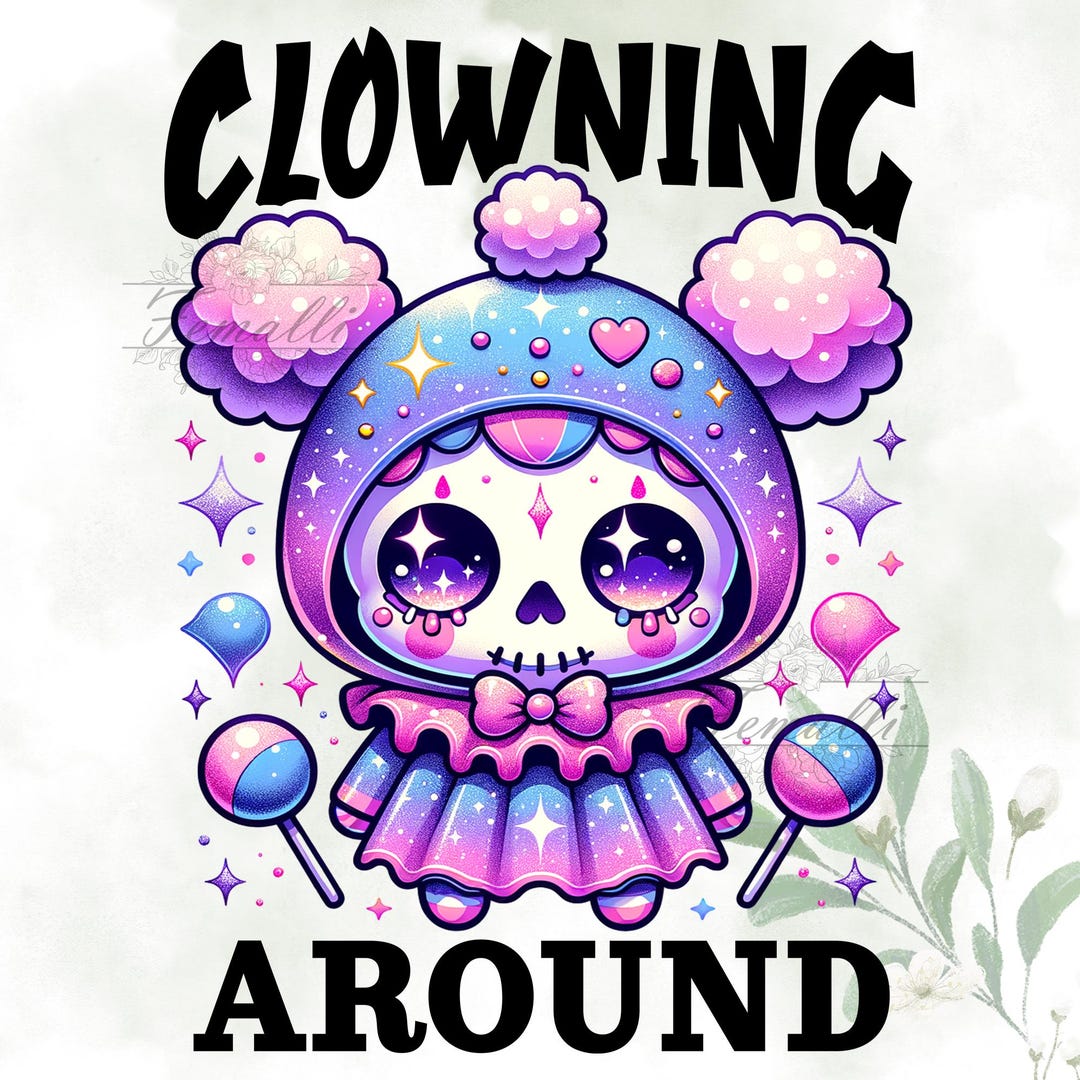Clowning Around PNG, Funny Clown Clipart, Snarky Skeleton Sublimation ...