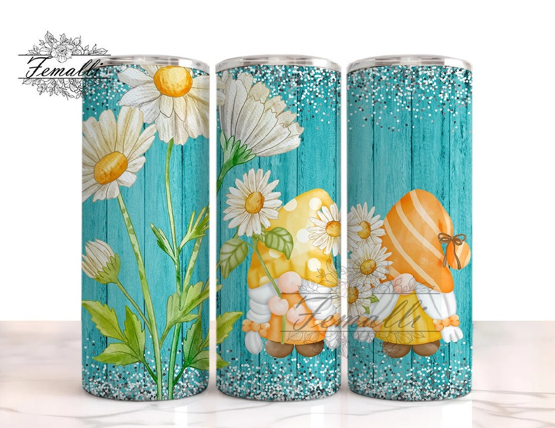 Daisies And Gnomes Tumbler Png Daisies 20 Oz Skinny Tumbler Design