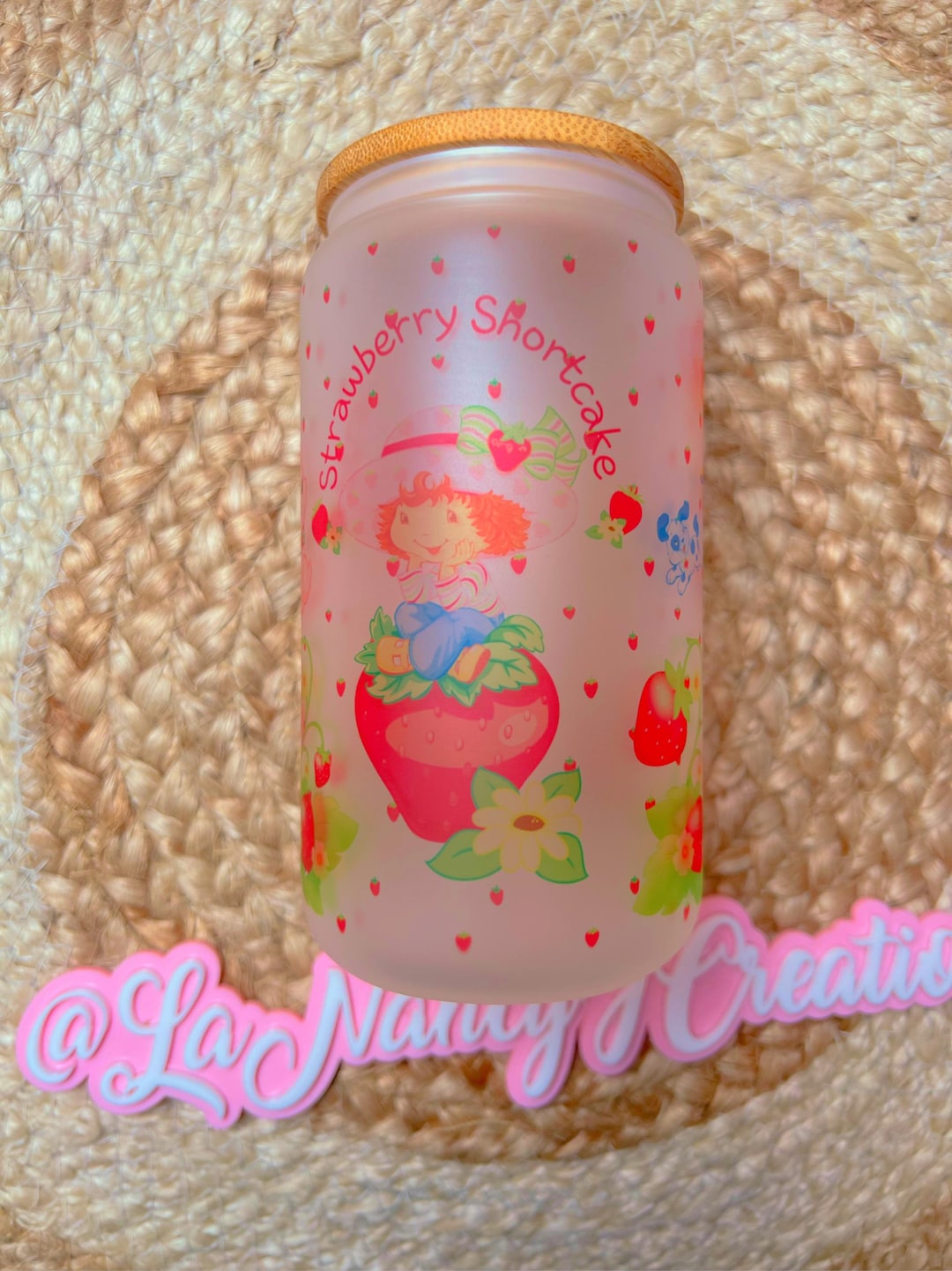 16oz Strawberry Girl Glass Cup | Strawberry Shortcake Cup | Fresas Cup ...