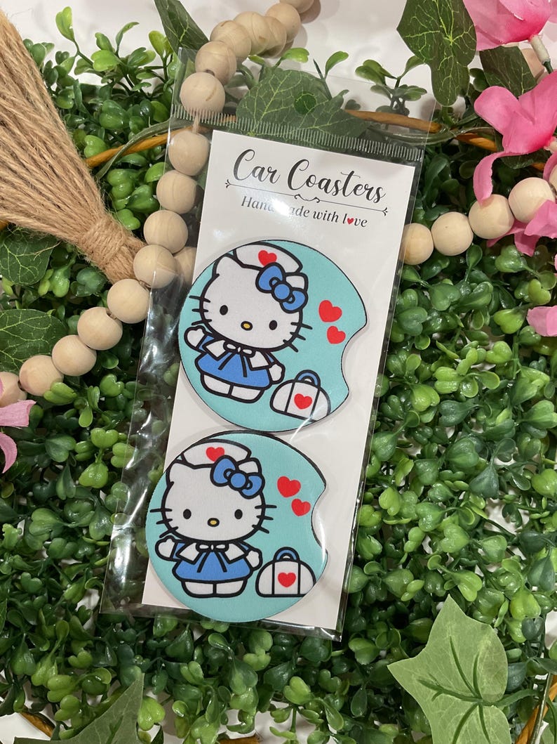 Kawaii Car Coasters: Sublimated Kitty Car Accessories - Etsy