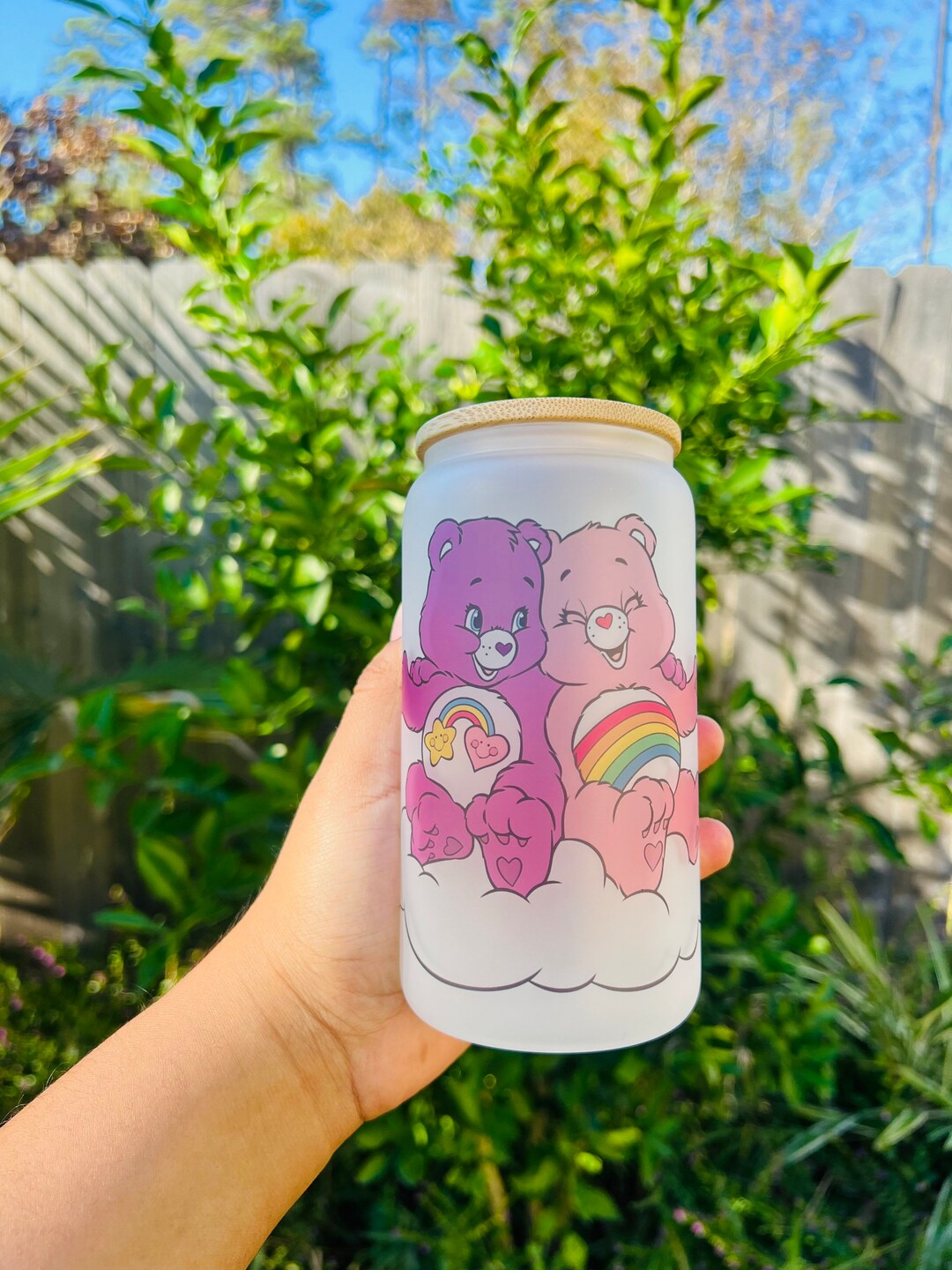 Care Bears Glass Cup | Care Bears Sublimation Glass Cup | Frosted Glass ...