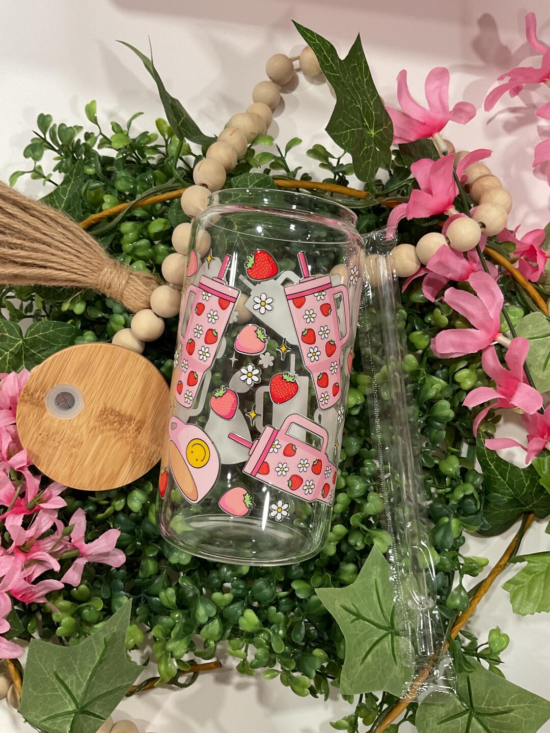 Strawberry Tumblers and Coffee | Girly Cups /glass Cups - Etsy