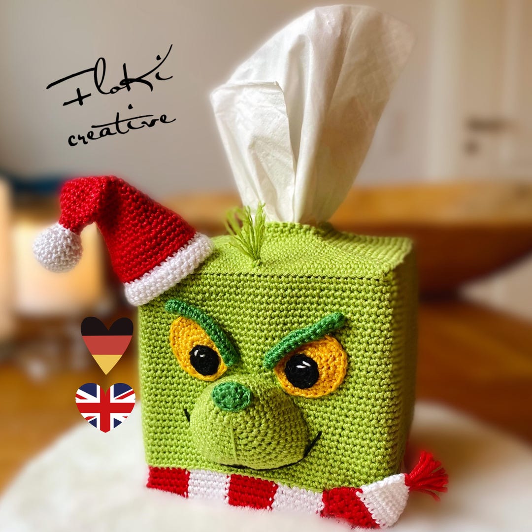 Crochet Pattern Tissue Box Grinch, Christmas Grump, German and English ...