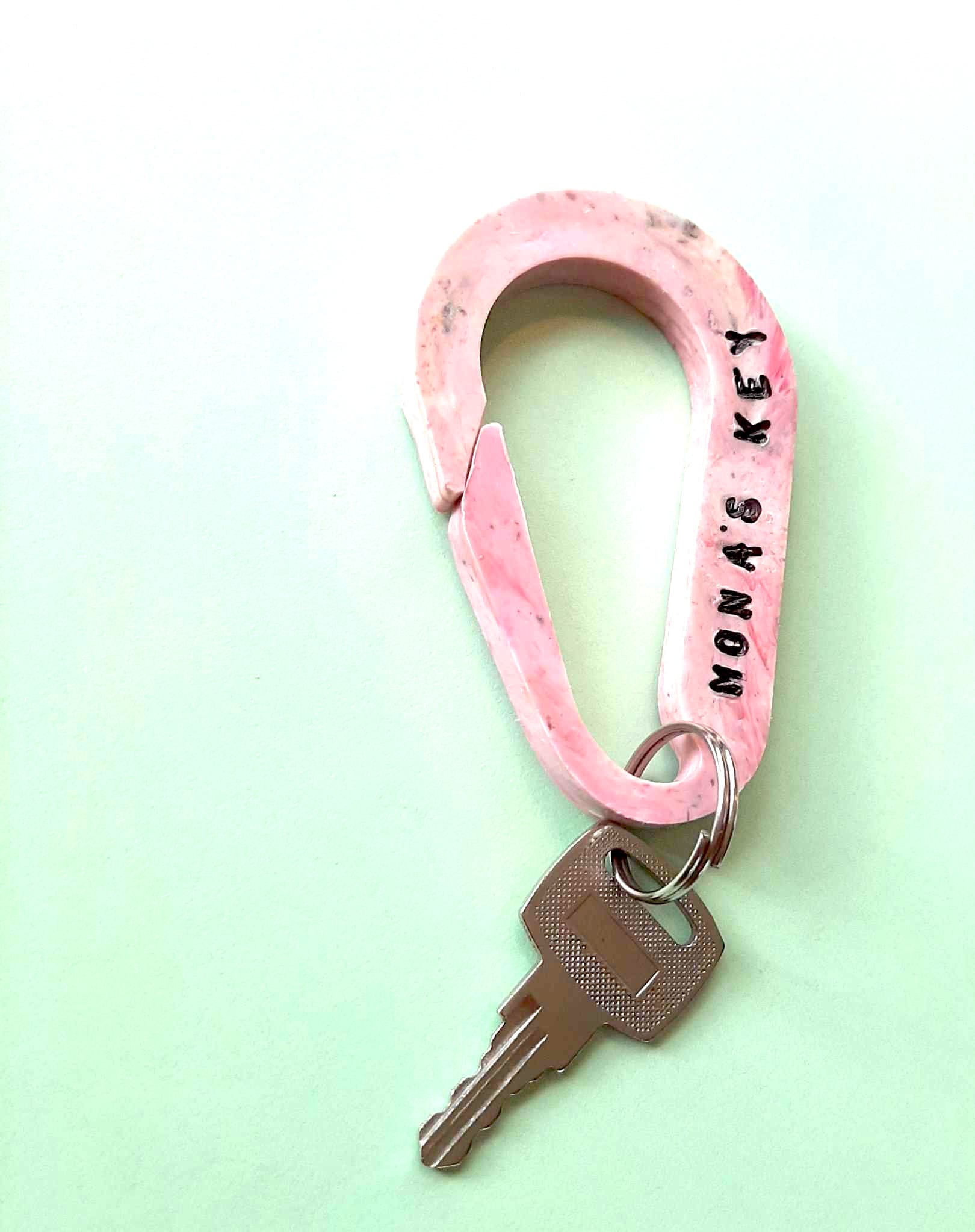 Personalized Keychain. 100% Recycled Plastic. Carabiners in Different ...