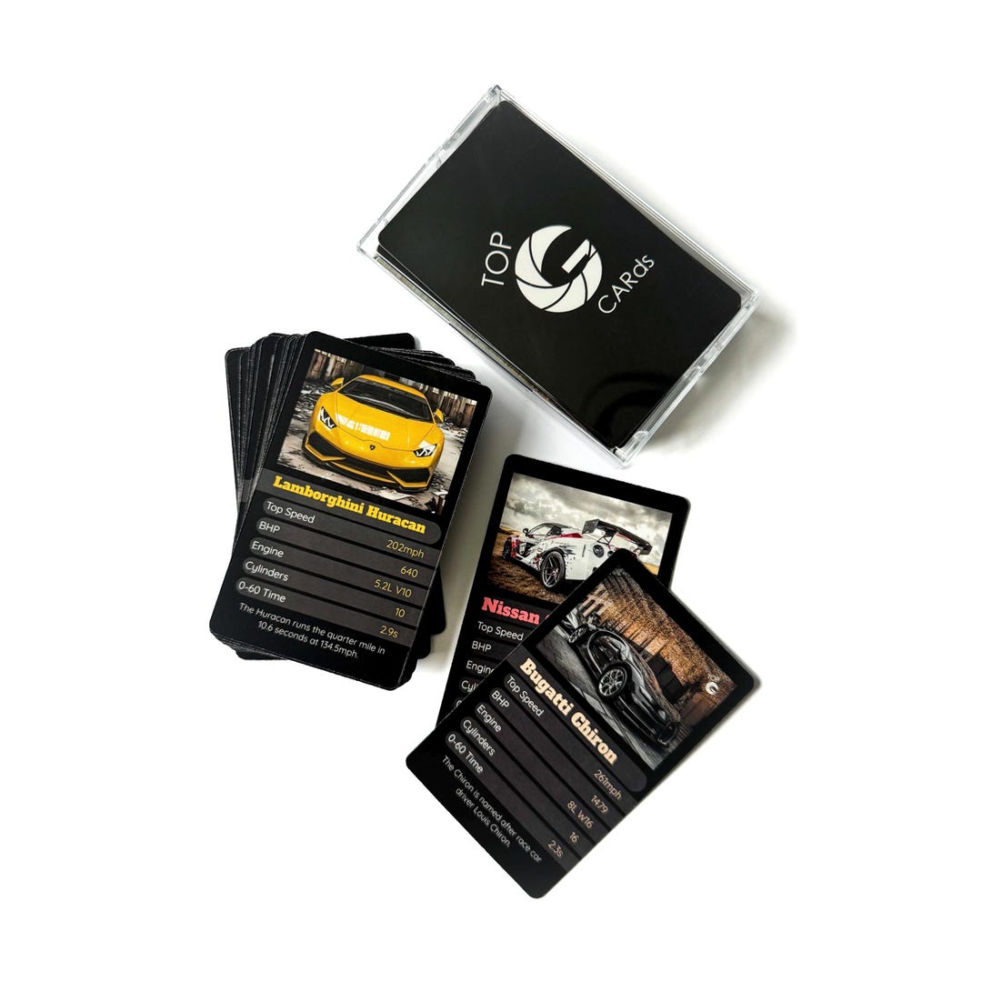 Car Top Trumps, Top G Cards, Car Gift, Car Traders Cards, Car Card Game ...