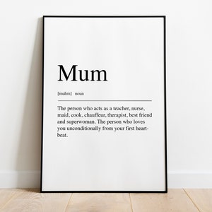 Mum Definition Mother’s Day Gift Print - Etsy UK