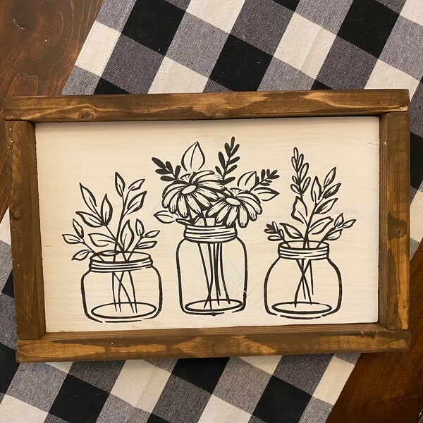 Wood Mason Jar Sign - Etsy