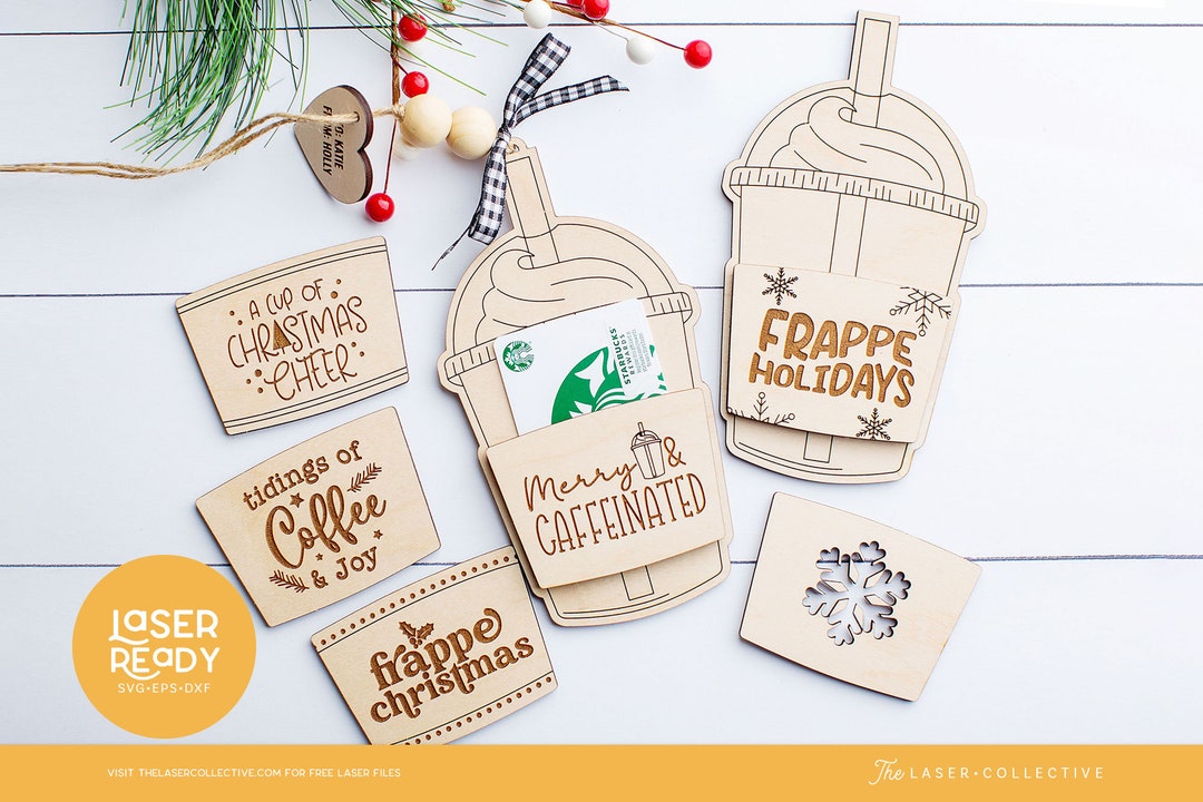 Christmas Gift Card Holder Coffee Gift Card Holder Laser File Frappe - Etsy