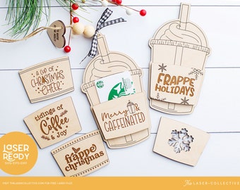 Christmas Gift Card Holder Coffee Gift Card Holder Laser File Paper Cup ...
