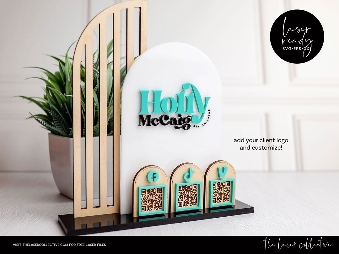 Laser File QR Sign for Business - Social Sign Laser File - QR Code ...