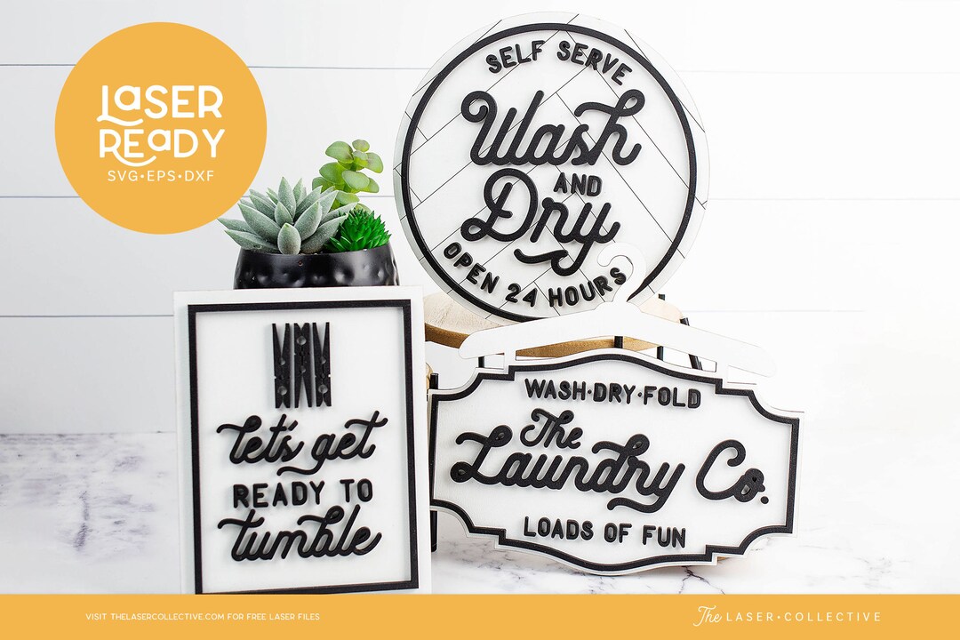 Laundry Sign SVG Files for Laser Cutting - Etsy