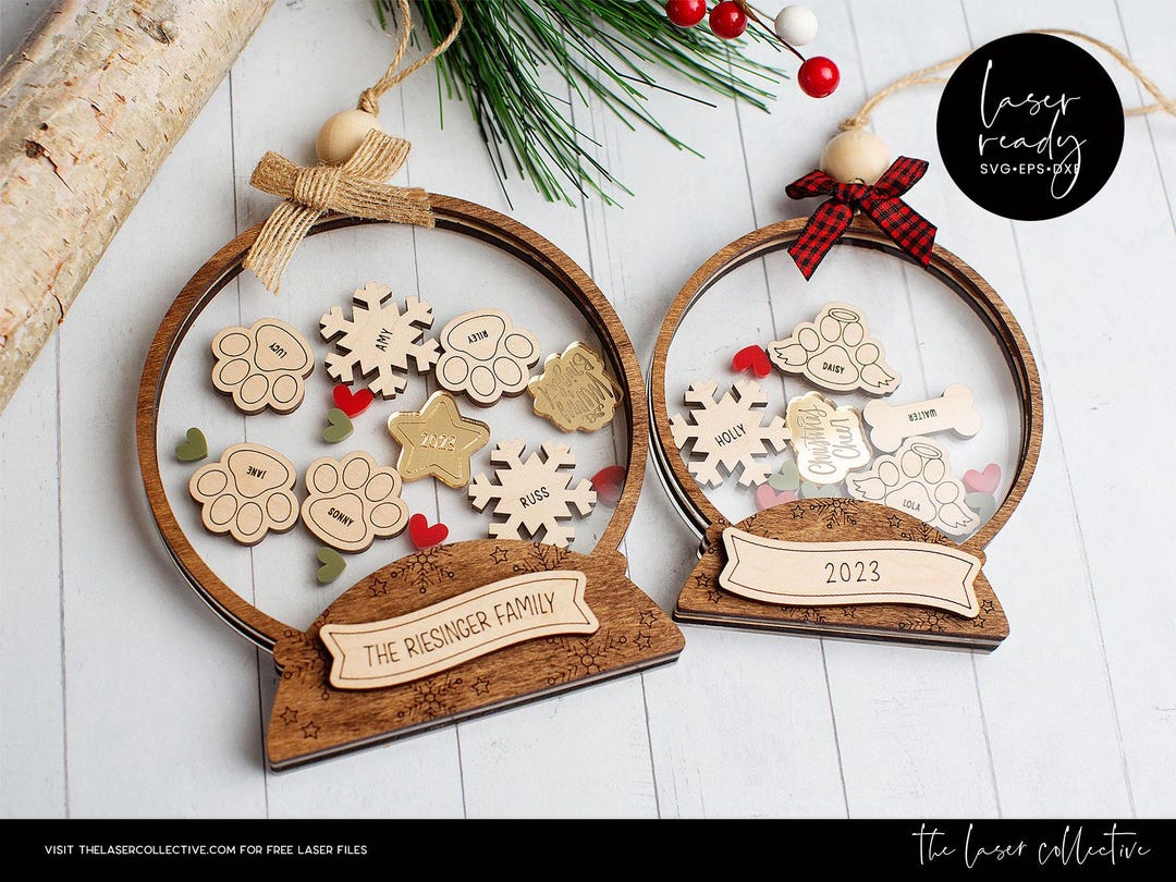 Personalized Family Christmas Ornament SVG Laser File - Snow Globe ...