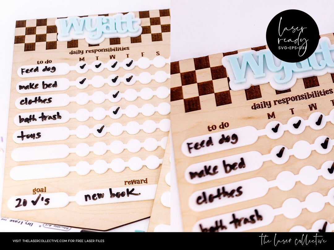 Checkerboard Chore Chart Laser File - Kids Chore Chart SVG - DIY Chore ...