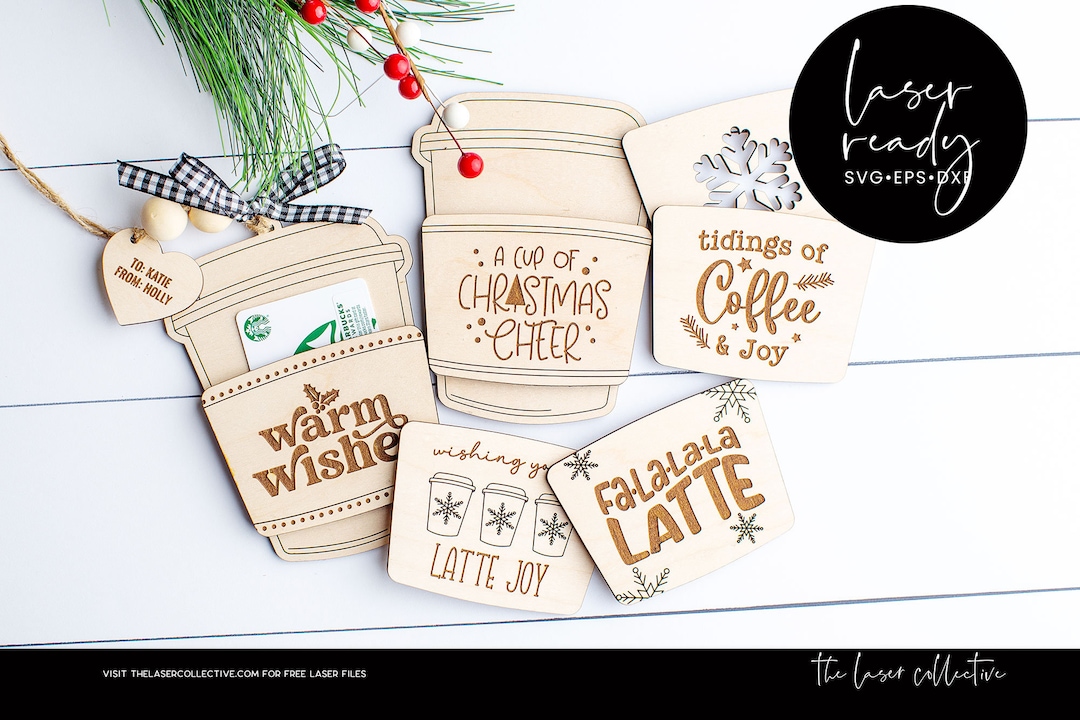 Christmas Gift Card Holder Coffee Gift Card Holder Laser File Paper Cup ...