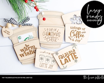 Christmas Latte Cup Ornament Gift Card Holder Laser Cut SVG File ...